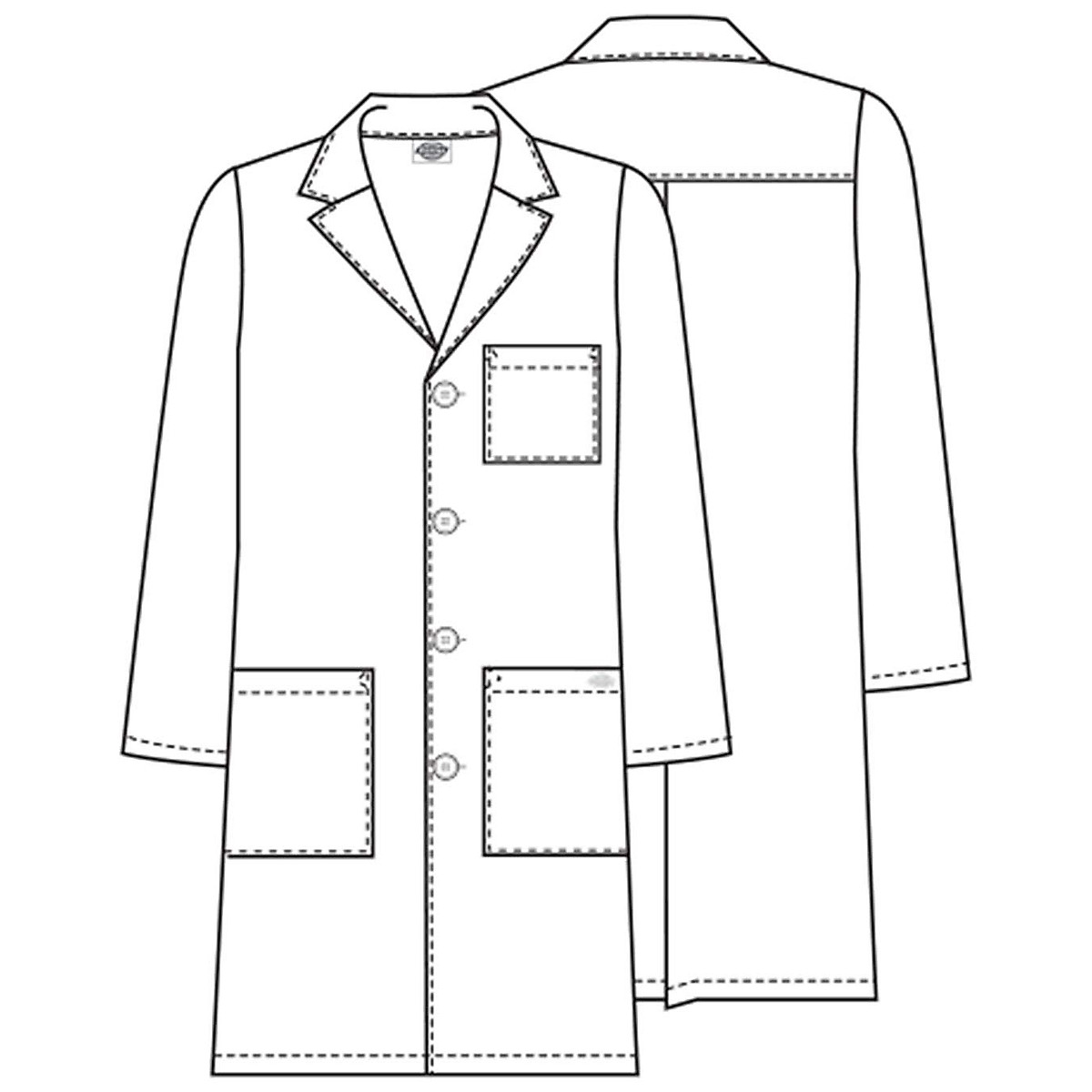 Dickies Size Everyday Unisex 40 Inch Lab Coat, White, 5X-Large Plus