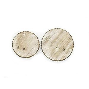 First of a Kind Unique Round Wood Tray - Set of 2 Beaded pedestals Wooden Trays, 12.5" Creative Small Wood Tray Decor - Decorative Tray for Home & Kitchen Decor (Whitewashed)