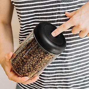 Fellow Atmos Vacuum Coffee Canister & Food Storage Container - 1.2 Liter Canister holds up to 16 oz of Coffee Beans - Airtight Food Storage Containers - Coffee Containers - 1.2 Liter - Clear Glass