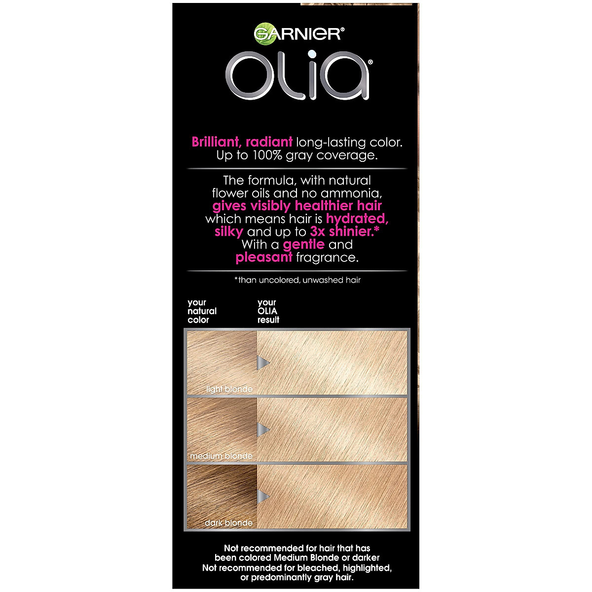 Garnier Hair Color Olia Ammonia-Free Brilliant Color Oil-Rich Permanent Hair Dye, 9 1/2.1 Lightest Ash Blonde, 1 Count (Packaging May Vary)