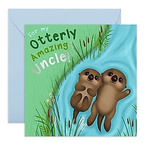 CENTRAL 23 Uncle Birthday Card - Cute Greeting Cards for Uncle - 'Otterly Amazing Uncle' - Sweet Birthday Card for Uncle - From Niece or Nephew - For Men - Fathers Day - Comes with Fun Stickers
