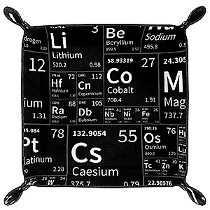 Valet Tray, PU Leather Catchall, Tray Organizer, Storage Box for Watches Jewelry Coins Key, Blackboard Periodic Table of Chemical Elements