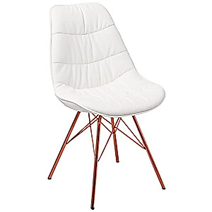 OSP Home Furnishings Langdon Faux Leather Task Chair with Rose Gold Base, White