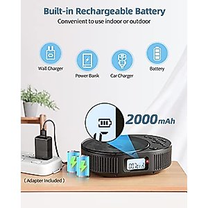 CD Player Portable, FELEMAN Upgraded 2 in 1 Portable CD Player & Bluetooth Speaker, Rechargeable Boombox CD Player for Car/Home with Remote Control, FM Radio, Support AUX/USB, Headphone Jack