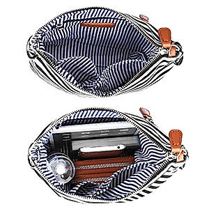 Newshows Women Lightweight Crossbody Bag Purse with Tassel Medium Canvas PU Leather, Zipper