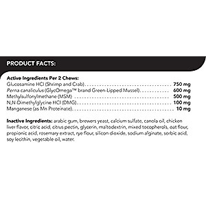 VetriScience Glycoflex 2 Hip and Joint Supplement for Working and Active Dog Breeds, Chicken, 120 Chews - Joint and Mobility Support for Competitive and Maturing Dogs