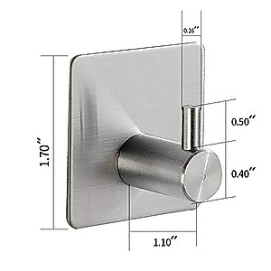 SUNDOKI Adhesive Wall Hooks, Bathroom Towel Hooks Hanger Stainless-Steel Waterproof Self-Adhesive Hooks for Coat, Hat, Towel Robe Rack (4 Pack)