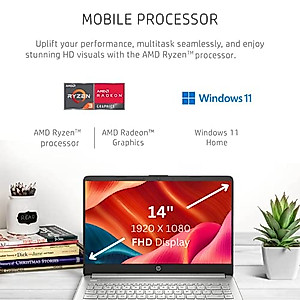 HP 2023 Newest 14 Laptop for Productivity and Entertainment,14" FHD Display, 16GB RAM, 1TB SSD, AMD Ryzen 3 Processor Upto 3.5GHz, Type-C, HDMI, Fast Charge, 10 Hrs Long Battery Life, Windows 11