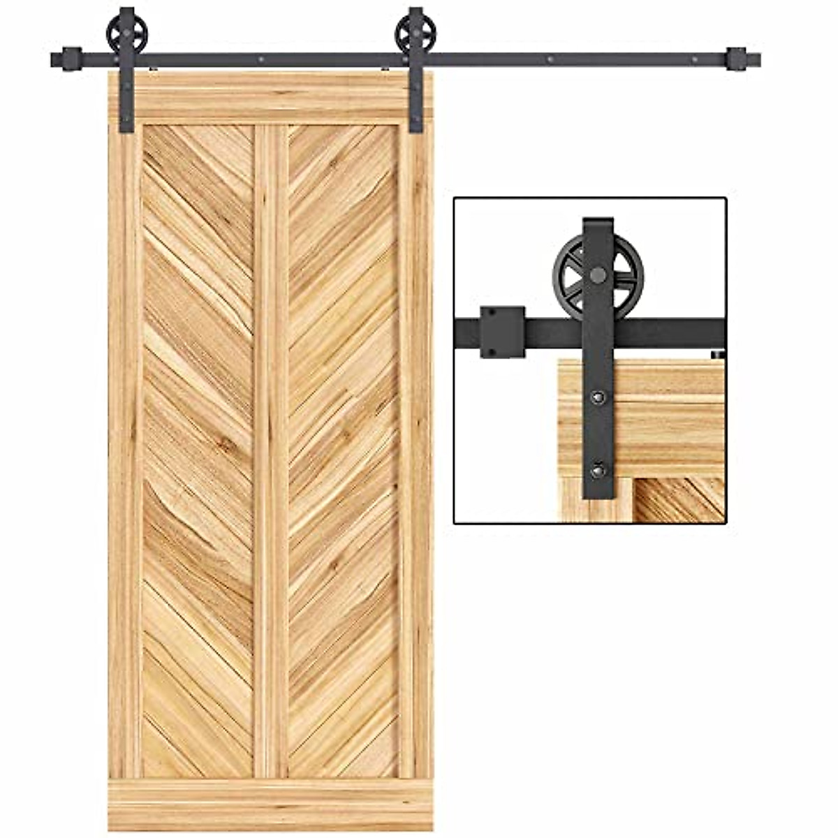 EaseLife 6.6 FT Sliding Barn Door Hardware Track Kit,Big Spoke Wheel,Heavy Duty,Slide Smoothly Quietly,Easy Install (6.6FT Track Kit for 36"~40" Wide Single Door)