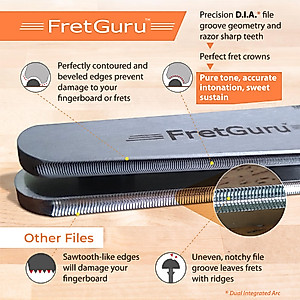 FretGuru Guitar Fret Crowning File - Dual Sided Dagger 2.0 - MD and LG/XL - Ideal for Frets between .080" to .110" wide - Professional Luthier Tool for Electric, Acoustic and Bass Guitars