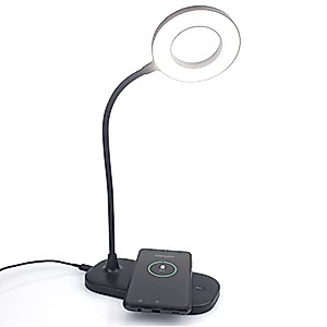 Newhouse Lighting Zlata Painted Black Plastic Tap or Touch Switch Dimmable and Adjustable Color Temperature Office Desk Lamp with 21 LEDs and USB Port