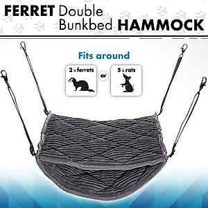 2 Brothers Wholesale Ferret Hammock for Cage - Plush Double Bunk Bed Hanging Clips - Perfect for 2 or More Small Pets! (Rats, Ferrets, Hamsters, Guinea Pigs, Chinchillas & Squirrels) - Purple