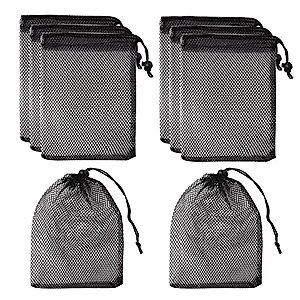Zsxdc 16 Pieces Black Mesh Bags Drawstring Laundry Bags,5.5 x 7.5 Inch Nylon Mesh Bags Dishwasher Bag with Cord Lock Closure for Home Kitchen Supplies Seashell Collecting, Mesh Bags and Travel