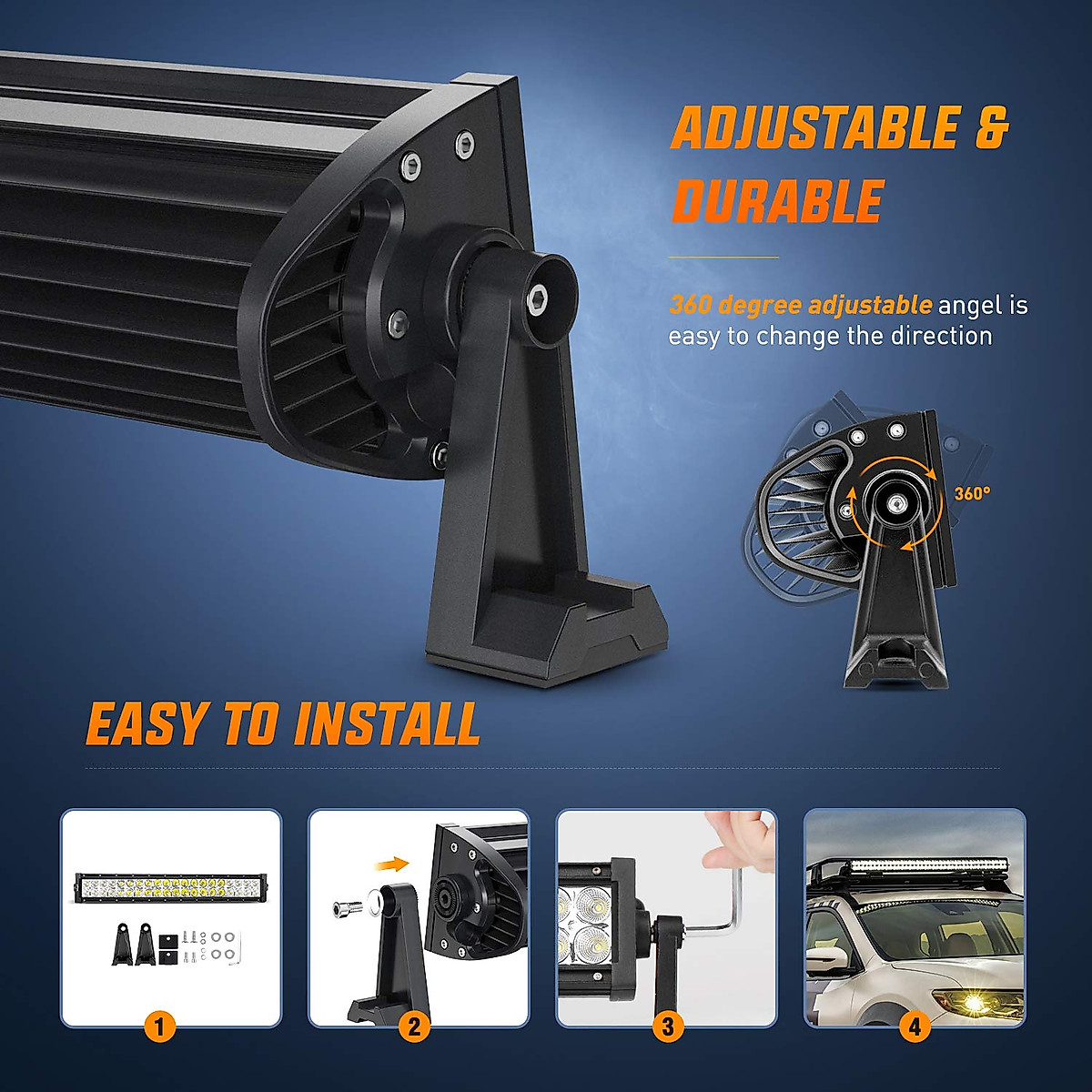 Nilight - 70003C-A 22" 120w LED Light Bar Flood Spot Combo Work Light Driving Lights Fog Lamp Offroad Lighting for SUV Ute ATV Truck 4x4 Boat,2 Years Warranty