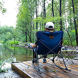 iClimb 1 Padded Rocking Folding Chair and 1 3M Thinsulate Insulation Warm Blanket Bundle for Solo Adult Camping Patio Porch Backyard Lawn Garden Balcony Indoor Outdoor
