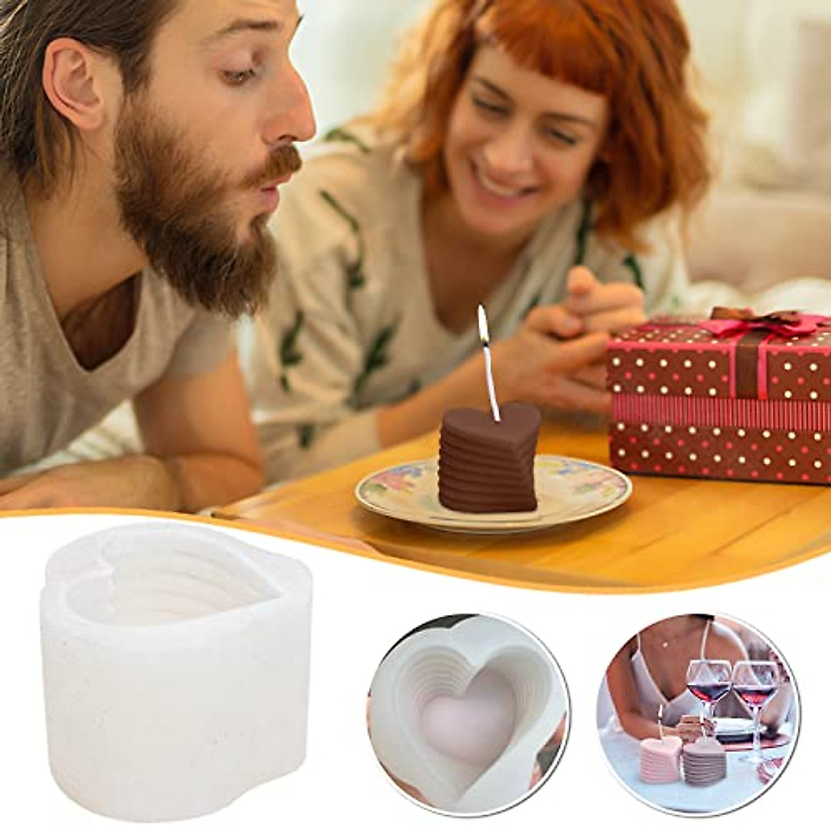 Amikadom #0oG90k Love Rotary Superposition Candle Silicone Dislocation Decoration DIY Korean Handmade Creative Cake Decoration