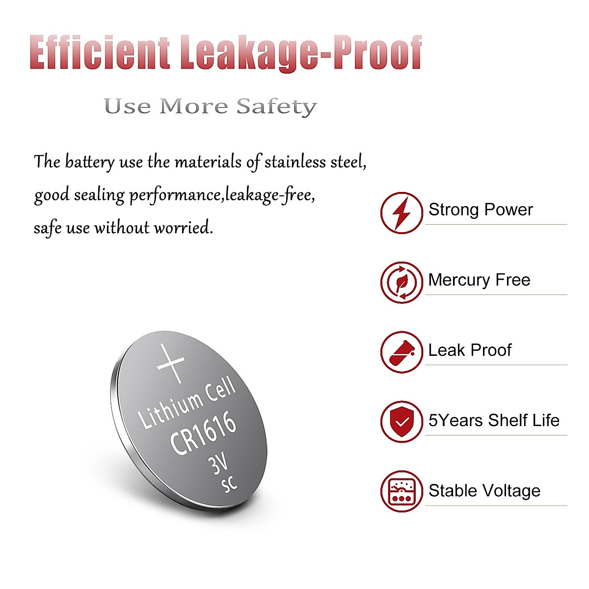 Beidongli CR1616 Battery 3V Lithium Battery Coin Button Cell 10 Pack 【5-Year Warranty】