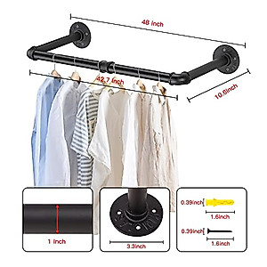 Varsoul Wall Mounted Clothes Rack - 48" Clothing Garment Rack, Space-Saving Heavy Duty Detachable Iron Clothes Hanger Pole, Multi-Purpose Hanging Rod for Closet Storage