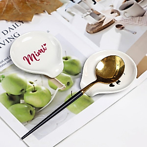 Spoon Rest for Coffee Station, Small Spoon Holder for Coffee Bar, Teaspoon Rest for Coffee, Ceramic Spoon Rests for Stove Top, Mimi Gifts