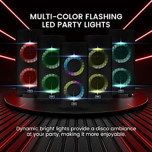 Pyle Portable Bluetooth PA Speaker System - 700W Dual 8” Rechargeable Speaker, TWS, Party Light, LED Display, FM/AUX/MP3/USB/SD, Wheels, Wireless Mic, Remote Control, Tablet Holder Included