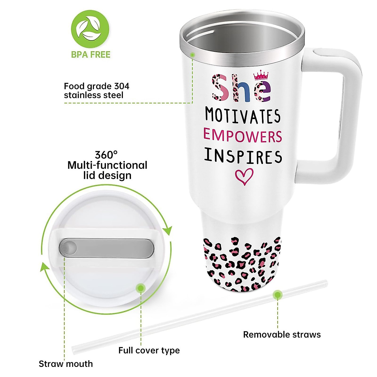 Boss Day Gifts for Her - Boss Gifts for Women - Boss Lady Gifts Tumbler, Gifts for Boss Woman, Boss Birthday Gifts for Women, Boss Gifts for Christmas, Boss Tumbler Cup (40 oz，with Lid and Straw)