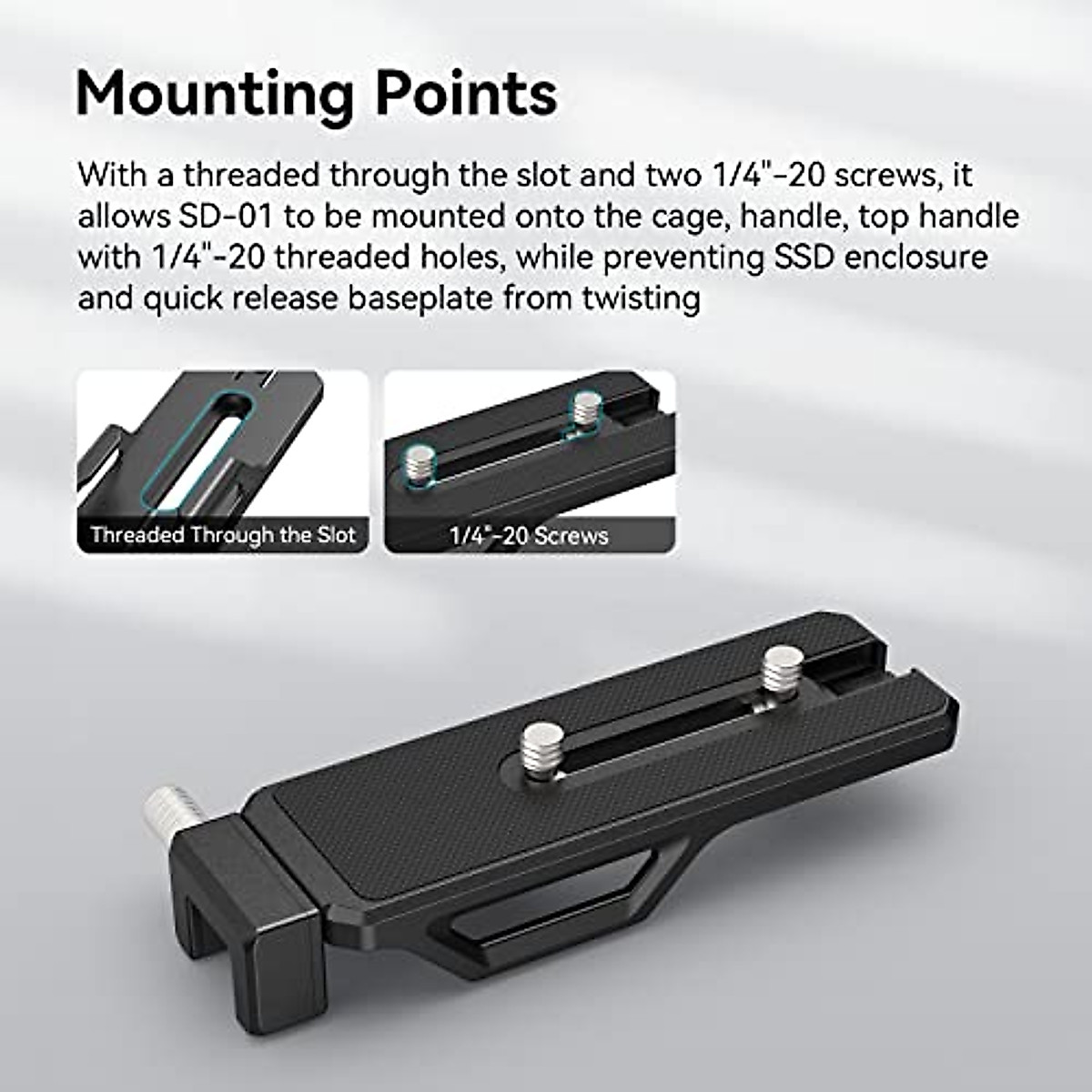 SMALLRIG Quick Release Baseplate for M.2 SSD Enclosure with Quick Drop-in Locking Design and Two 1/4"-20 Screws - 3478
