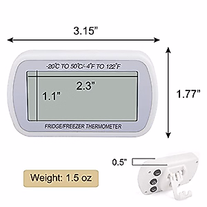 AEVETE 2 Pack Waterproof Digital Refrigerator Thermometer Large LCD, Freezer Room Thermometer with Magnetic Back, No Frills Easy to Read