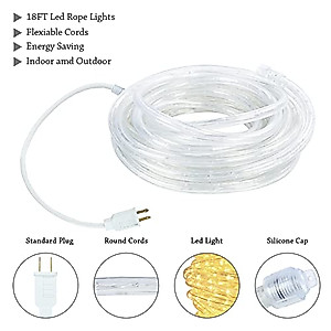 Afirst LED Rope Lights Outdoor 18FT - Warm White Fairy Lights Connectable IP65 Waterproof Outdoor Strip Lights for Home Decor, Garden, Bedroom, Patio, Holiday Decoration