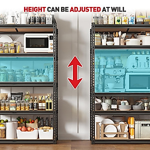 REIBII 2020LBS Storage Shelves 5 Tier Garage Shelving Heavy Duty 72" H x 35.55" W x 16" D Adjustable Metal Shelving Unit for Garage Shelves Utility Rack Shelf for Basement Pantry Closet Shelves,Black