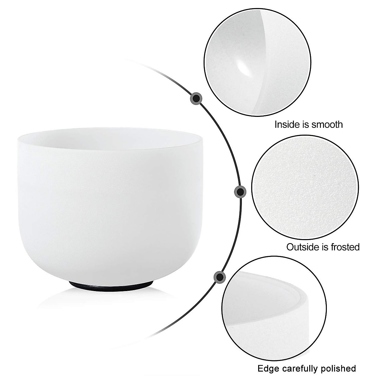 CVNC 432HZ Set of 3 PCS 8"C+10"F+12"D Note Frosted Quartz Crystal Singing Bowl with Carry Case Bag
