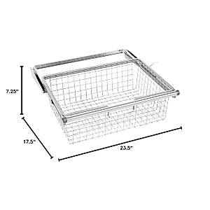 Rubbermaid Configurations Sliding Basket for Closet Drawer Organization, Sturdy Slide Out Basket, Titanium