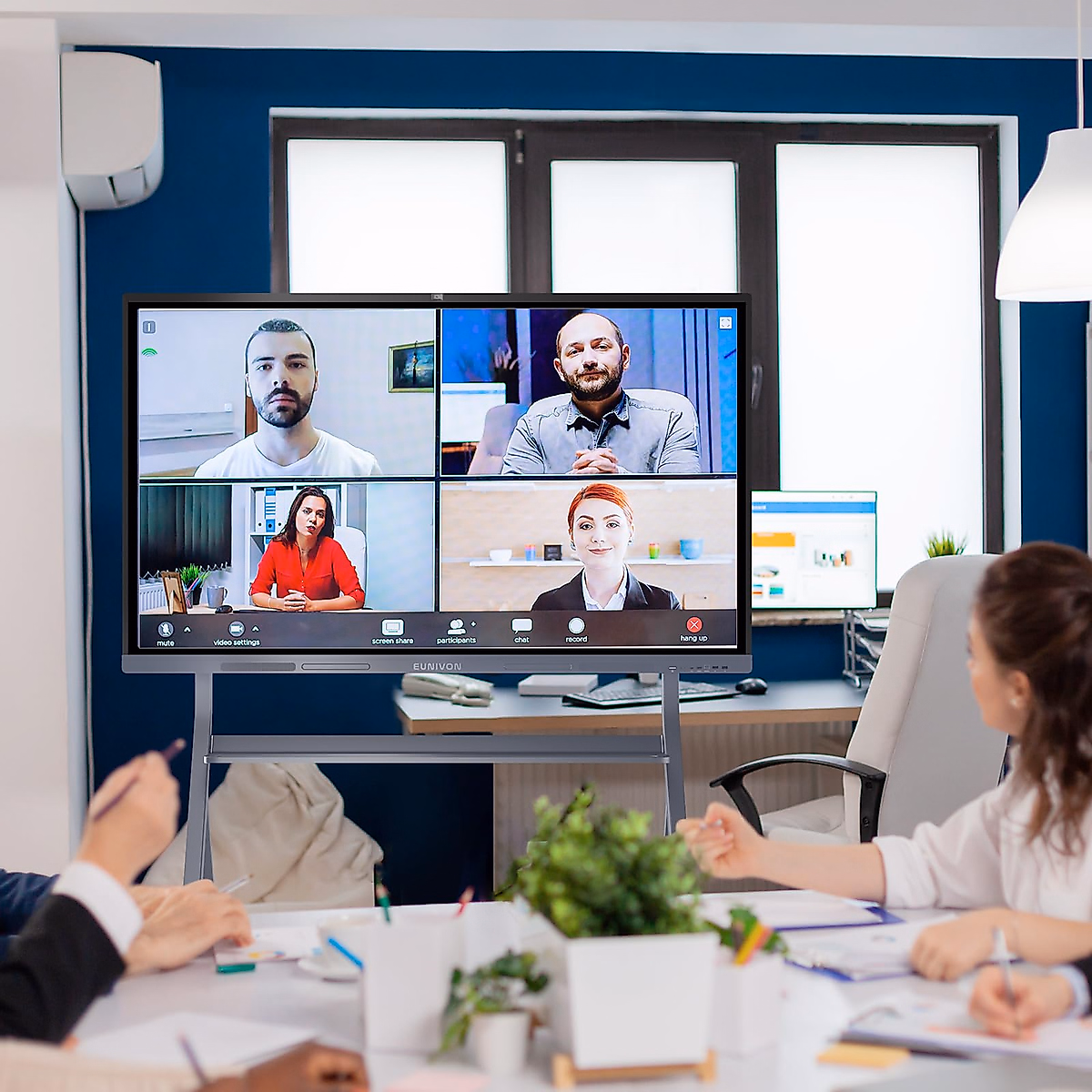 EUNIVON Smart Board, 65'' 4K UHD Interactive Whiteboard, Dual System Interactive Touch Screen Smart Whiteboard, Smartboard for Classroom and Business (Stand Not Included)