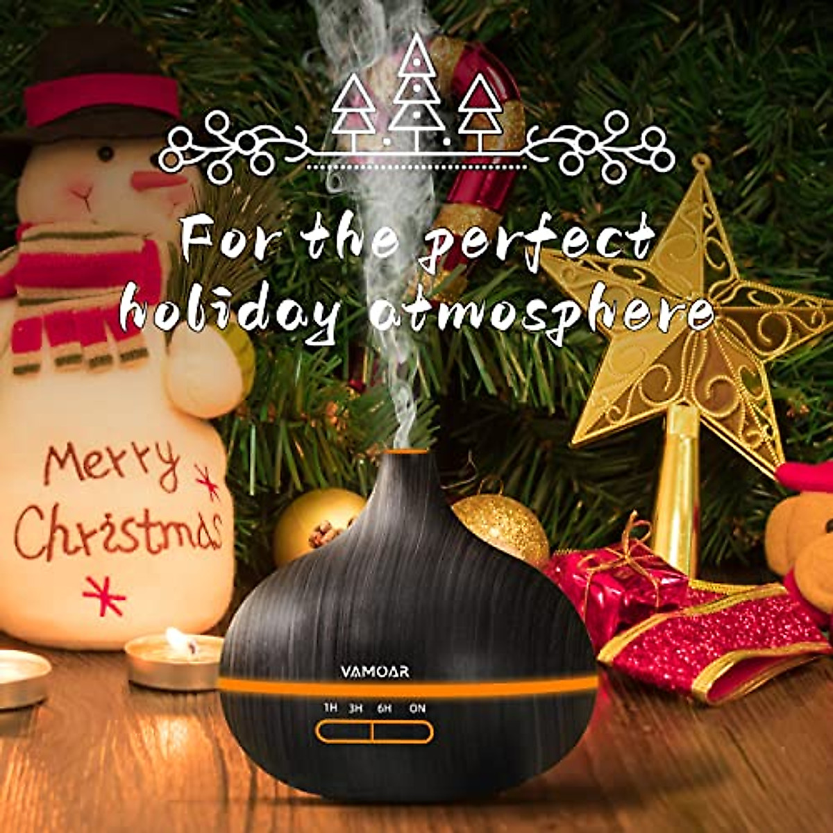 Essential Oil Diffuser Gift Set ，550ml Diffuser & Essential Oil Set, Top 10 Essential Oils, Aromatherapy Diffuser Humidifier with 4 Timer &Auto Shut-Off for & 15 Ambient Light Settings