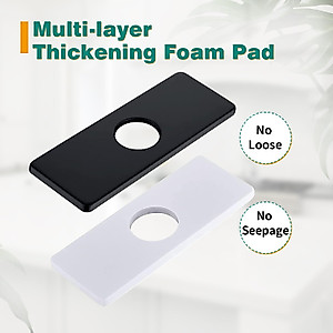 GZJoSum 6 Inch Sink Hole Cover Deck Plate, Faucet Hole Cover Plate for 1-3 Hole Bathroom Mixer Tap, Rectangle Stainless Steel Kitchen Escutcheon Plate (Matte Black)