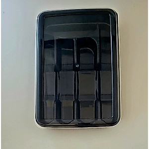 Utensil and Silverware Organizer tray for drawer with cover -Cutlery Flatware Organizer with lid - for kitchen drawer, BBQ, picnic, Covered flatware tray,5 Compartments - Plastic (BLACK)