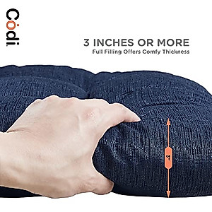 Codi Rocking Chair Cushion Outdoor, Rocker Cushions Water Resistant | Best for Porch Patio Chairs Replacement Pads | Two 17x17 Seat with Two 17x21 Back, Comfortable Memory Foam Add, Navy