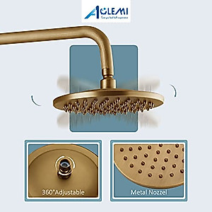Aolemi Antique Brass Tub Shower Faucet 8 Inch Shower Head Vintage Shower Fixture Set Mixer Handheld Spray Triple Function Shower Combo