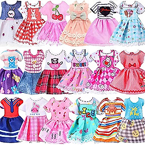 ZITA ELEMENT 16 Pcs 5.3 Inch - 6 Inch Girl Doll Clothes and Accessories - 3 Dresses, 3 Swimsuits, 2 Shoes, 5 Outfits Hangers, 1 Skateboard, 1 Glasses and 1 Toy Dog