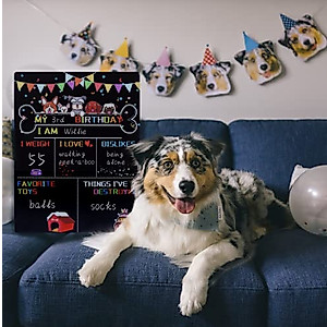 Reusable Dog Birthday Party Supplies, Double Sided Chalkboard for Dog Girl First Birthday, Dog Birthday Backdrop Props, Gift for Cat Party Decorations, Size 10"*12"