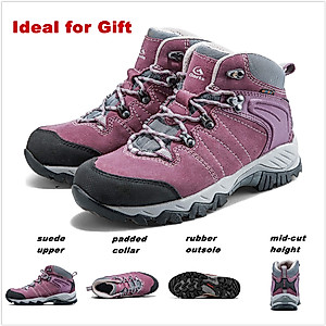 Clorts Women’s hiking camping Boots Waterproof Breathable High-Traction Grip Backpacking Hiker Shoes HKM-822E US 9 Purple