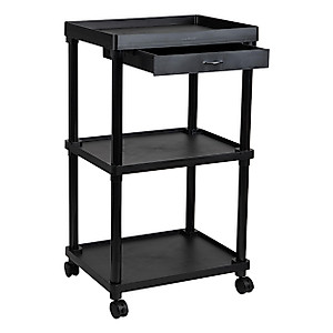 Mind Reader All Purpose Rolling Cart, Printer Cart, Utility Cart, Kitchen Cart, Coffee Cart, Microwave Cart, Bathroom Cart, 3 Tier, Black with Free Condiment Organizer