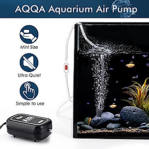 AQQA Aquarium Air Pump Ultra Quiet Fish Tank Air Pump with Air Tube Air Bubbler Stone Check Valve Accessories for Up to 110 Gallon Tank