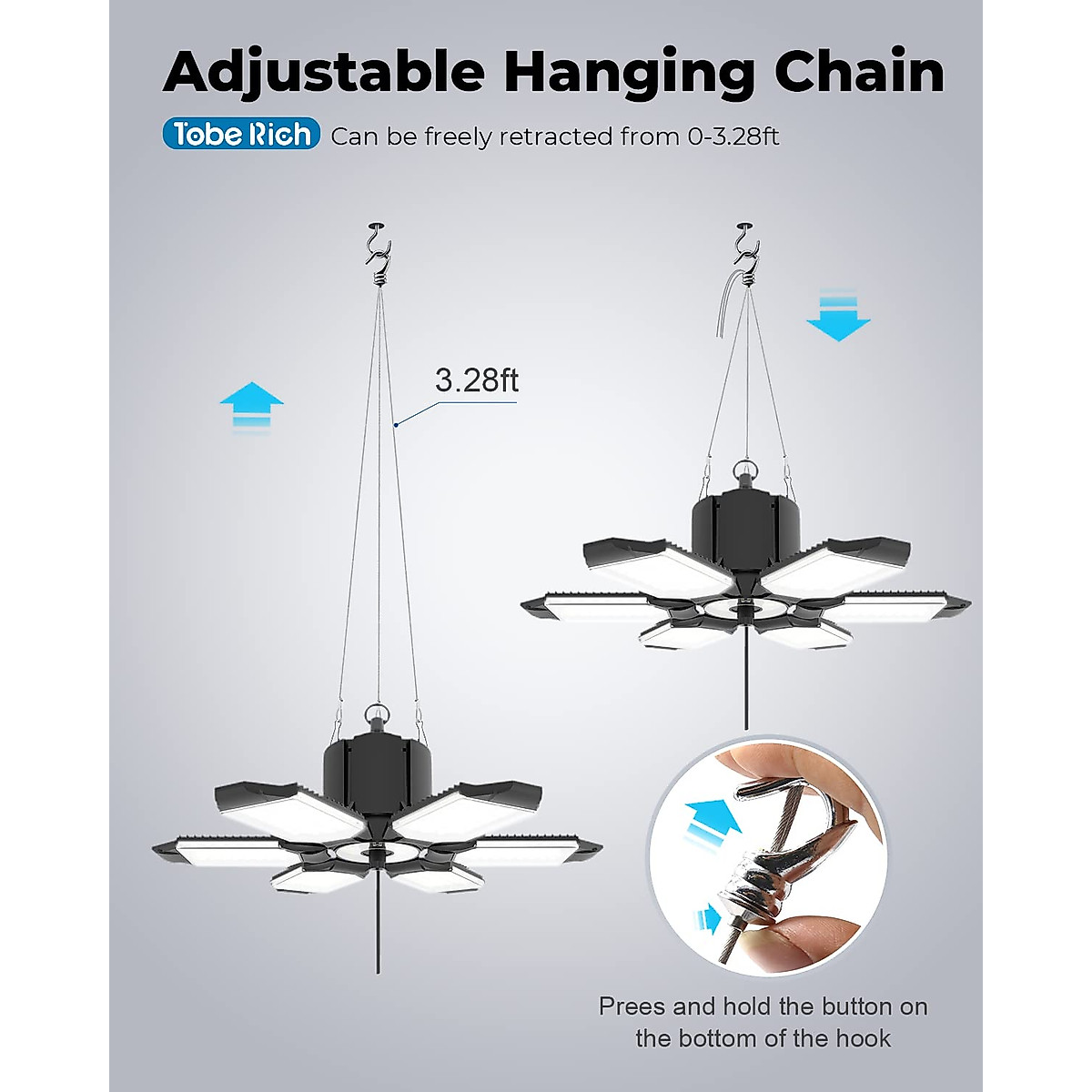 Plug in Garage Light, 200W 20000LM Linkable LED Shop Light w/Pull String(ON/Off), Garage Ceiling Light w/ 9.84ft Power Cord, 6500K LED Lights for Garage, Workshop, Warehouse, Barn, Attic