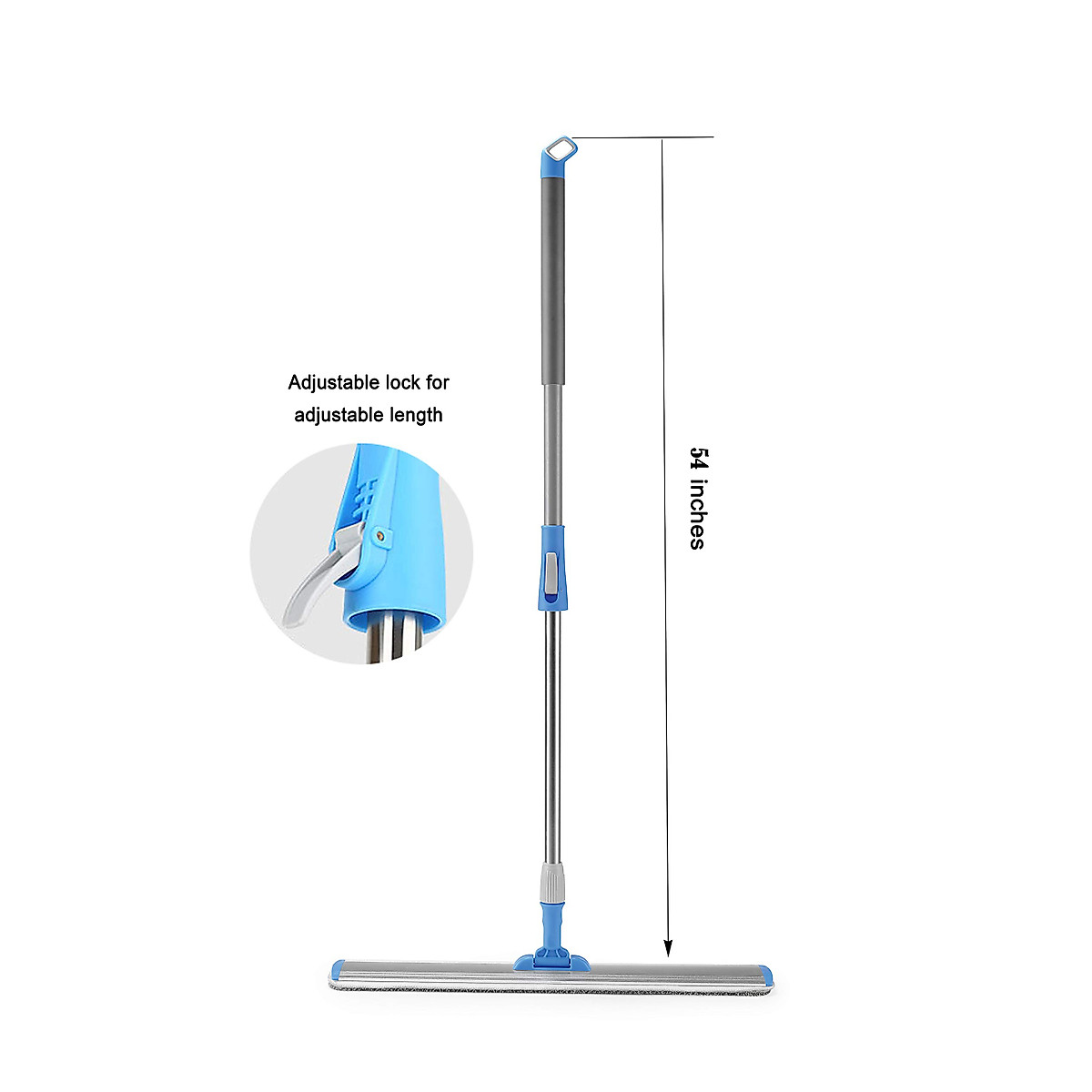 Wet Mop 24" Microfiber Mop Heavy Duty Floor Mop Aluminum Mop Adjustable Stainless Steel Handle 4 Wet and Dry Clothes Floor Cleaning System