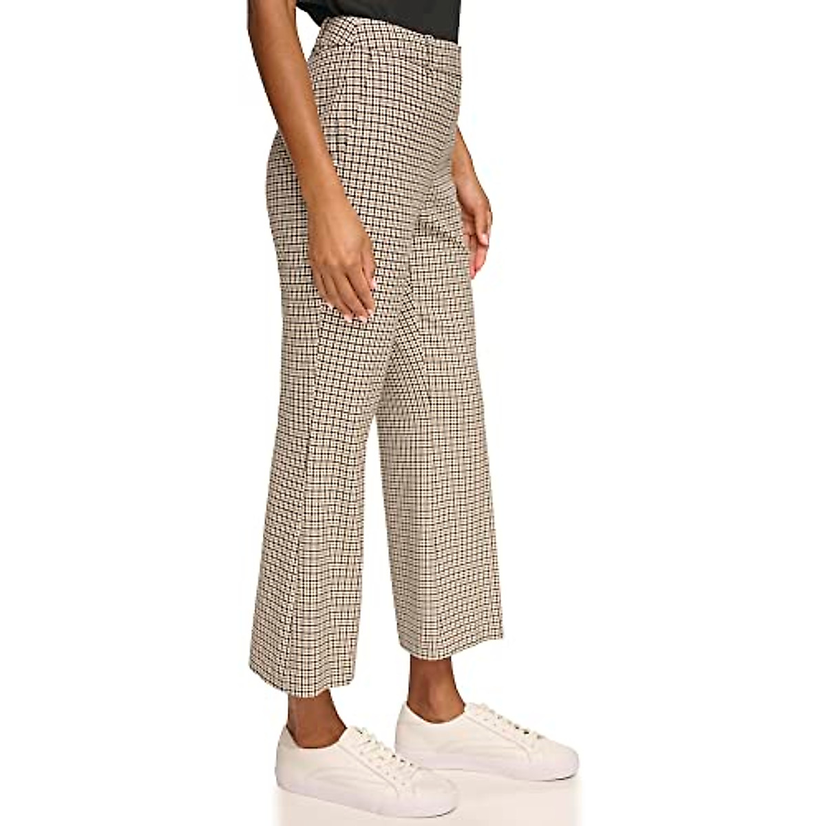 Karl Lagerfeld Paris Women's Pattern Pant, Black/Soft White Multi, 12