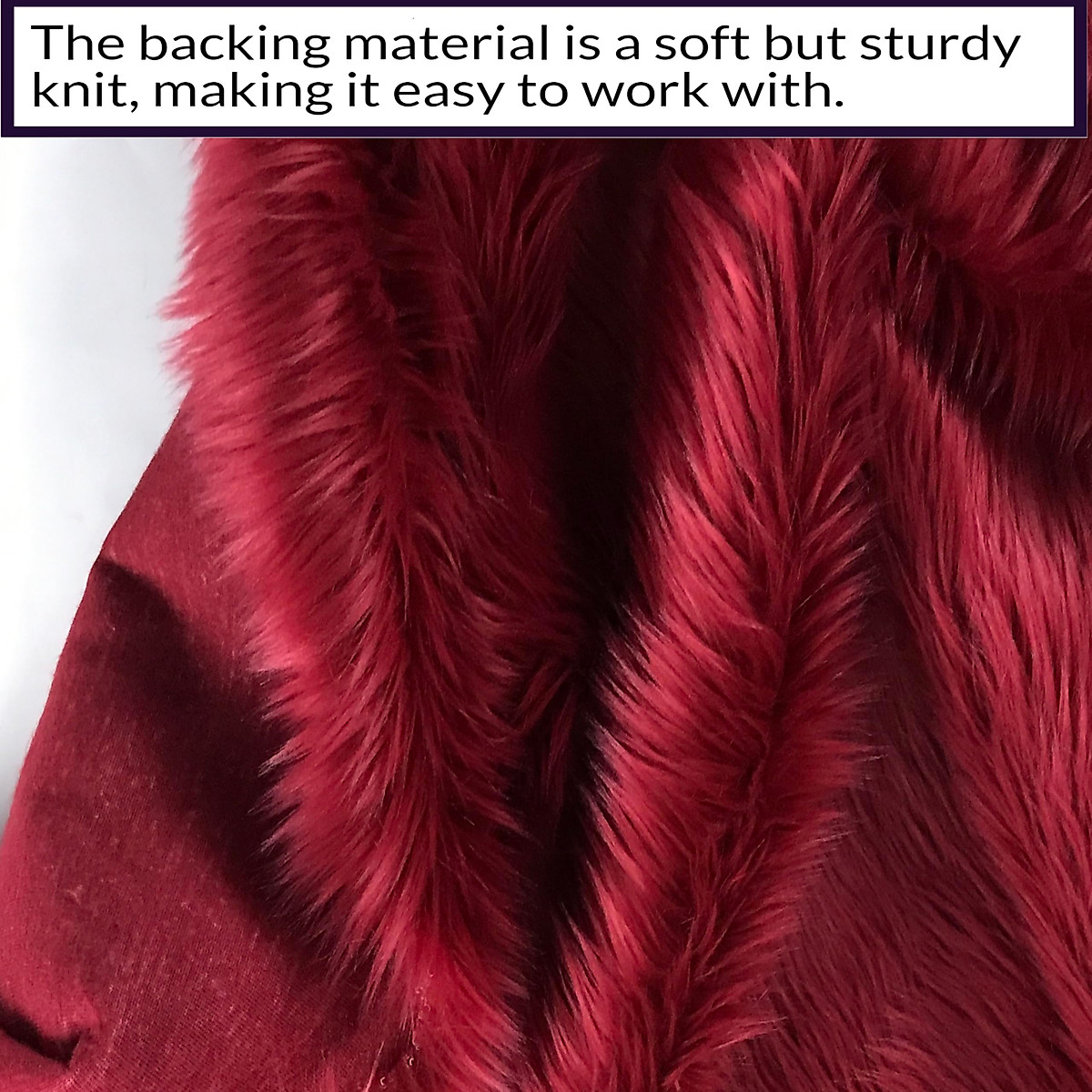 Bianna Ruby Red Burgundy Faux Fur Fabric, 60 inches Wide Options, American Seller, Luxury Shag Shaggy Material for Crafting, Sewing, Costumes, Fursuits, Home Decor (12x12 inches)