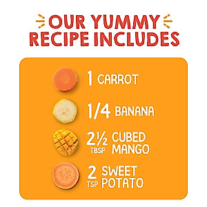 Happy Tot Organics Stage 4 Baby Food Pouches, Gluten Free, Vegan Snack, Love My Veggies, Fruit & Veggie Puree, Carrott, Banana, Mango & Sweet Potato, 4.22 Ounce (Pack of 16)