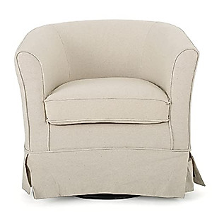 Christopher Knight Home Cecilia Swivel Chair with Loose Cover, Natural Fabric, Dimensions: 28.74”D x 27.50”W x 27.17”H