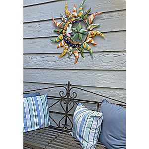 Sun Moon & Stars Metal Wall Hanging Garden Art