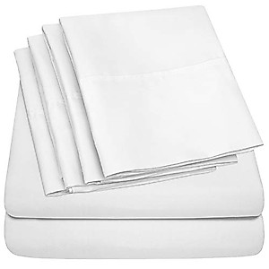 Twin Size Bed Sheets - 4 Piece 1500 Supreme Collection Fine Brushed Microfiber Deep Pocket Twin Sheet Set Bedding - 1 EXTRA PILLOW CASES, GREAT VALUE, Twin, White